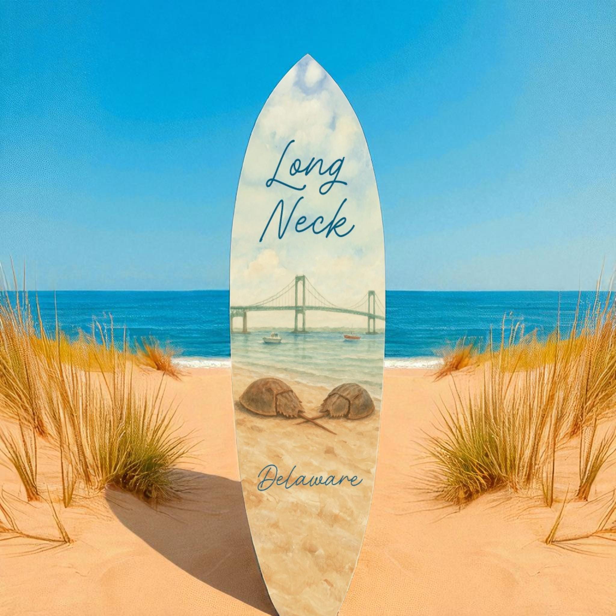 Long Neck Delaware Decorative Surfboard | Indoor Outdoor Coastal Wall ...